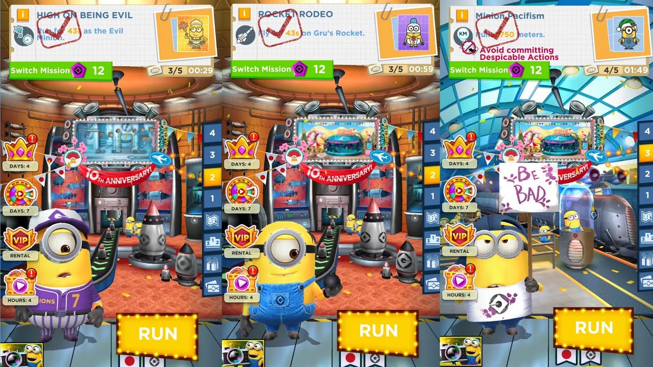 Minion Rush Shortstop Stuart and Mel and Ghost and Striker minions run ...