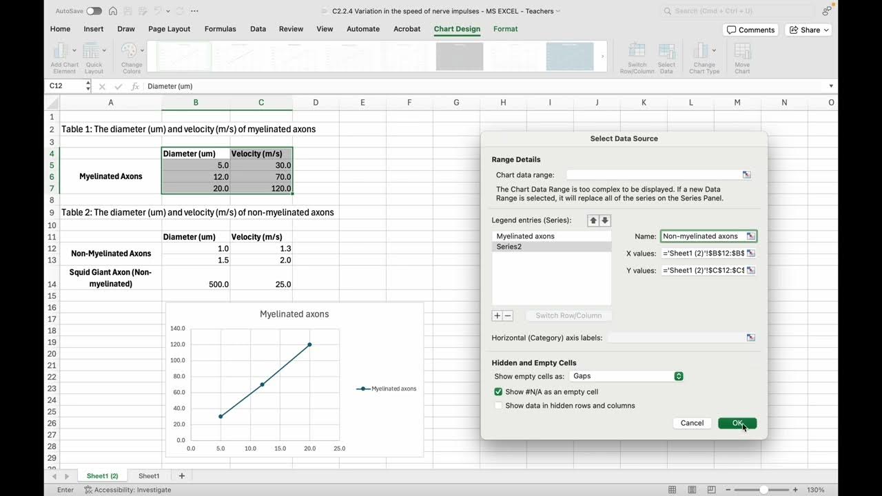 C2.2.4 Using MS Excel to analyze variation in the speed of nerve ...