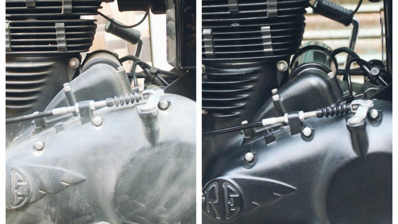 How To Clean Matt Black Engine of Royal Enfiled Bullet X ES - YouTube