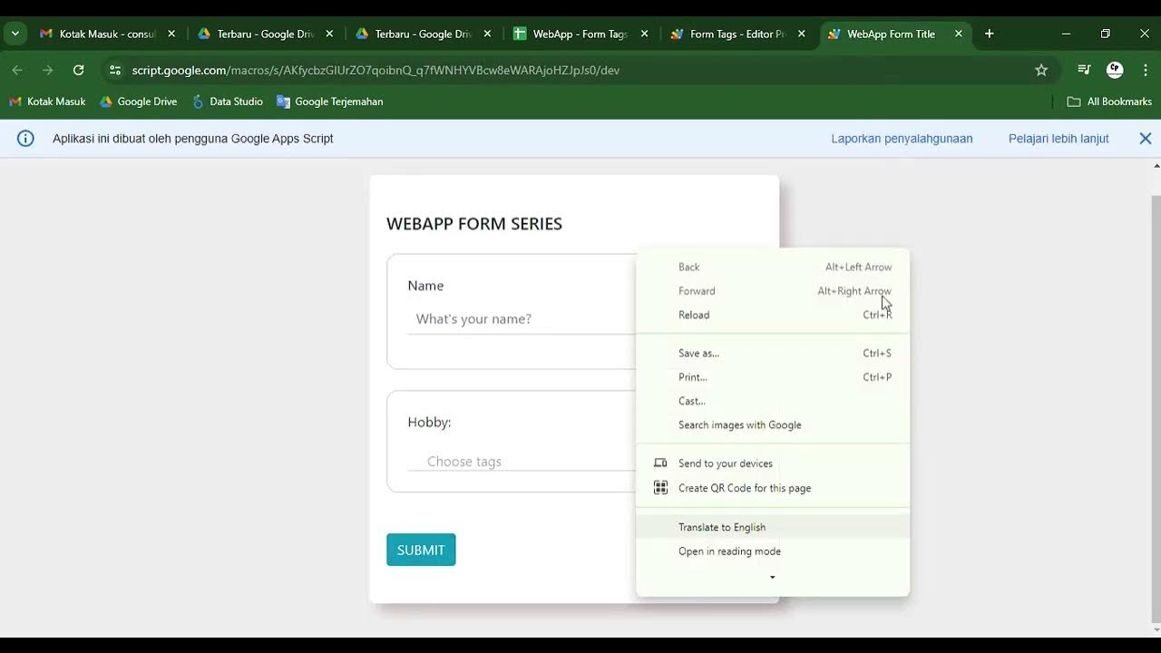WebApp HTML - Apps Script - Create Form Tags - Part 3 - YouTube