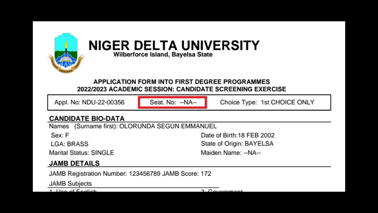 HOW TO GET YOUR NDU POST UTME SCREENING SEAT NUMBER - YouTube