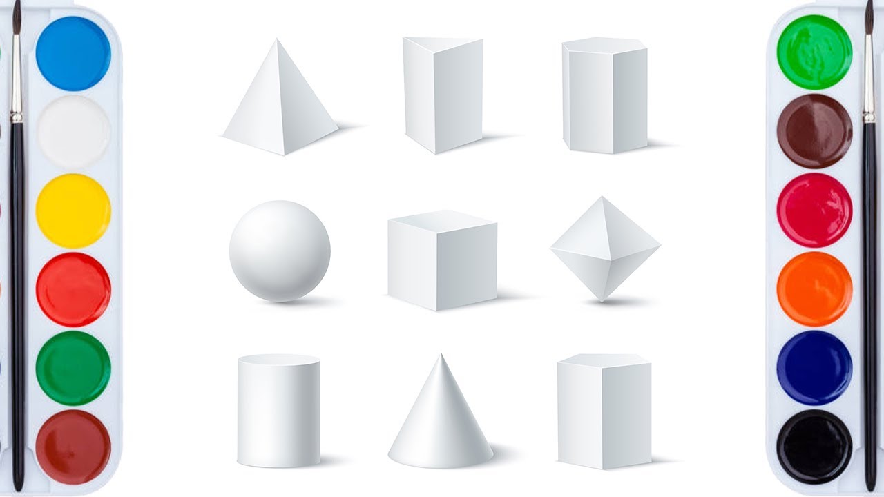 Learn 3d shapes, colors for toddlers | Educational video,Shapes drawing ...