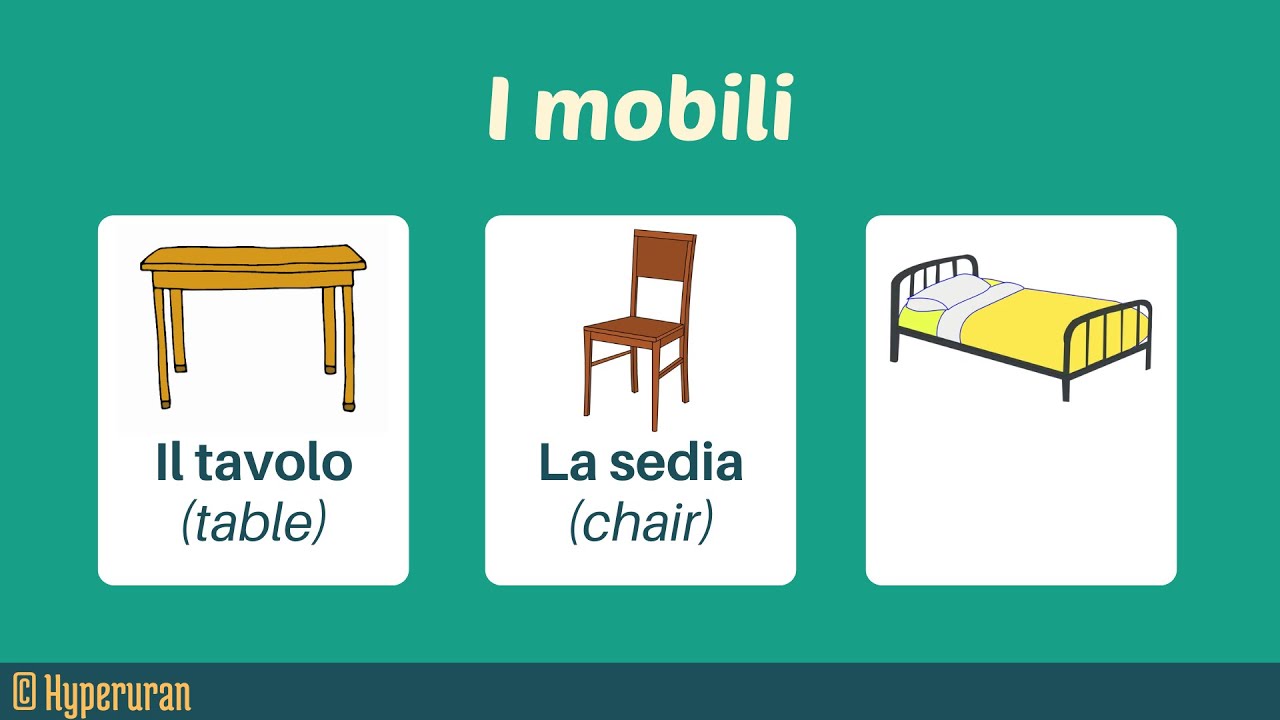 Italian how to talk about pieces of furniture | Mobili della casa | A2 ...