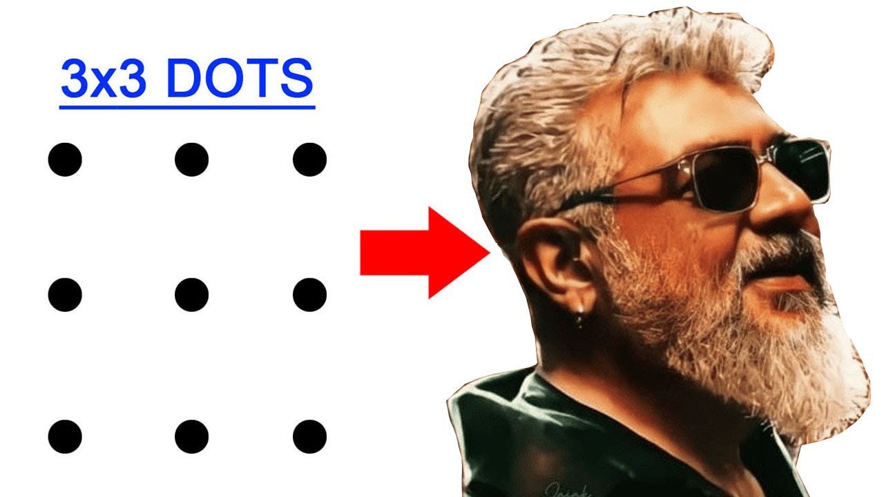 Thala Ajith Kumar drawing outline from 9 dots easy - Thunivu Ajith ...