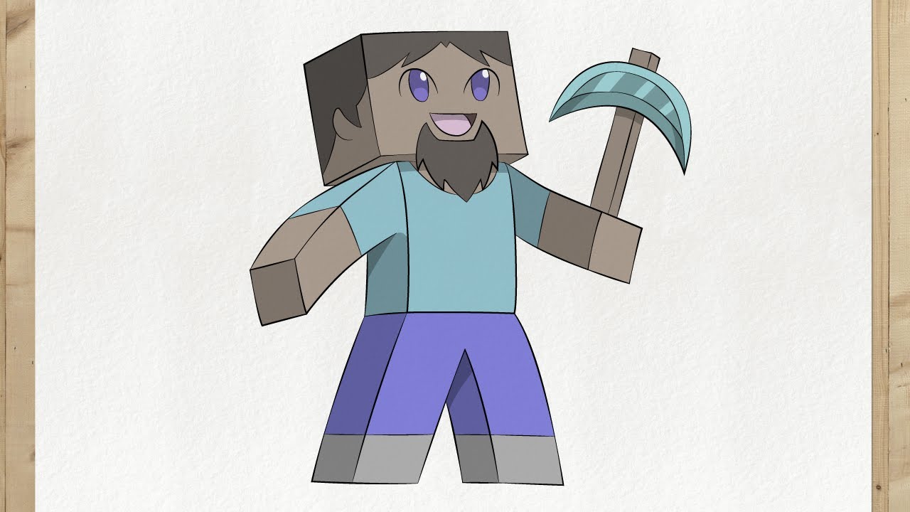 Comment dessiner STEVE (Minecraft) étape par étape et facilement - YouTube