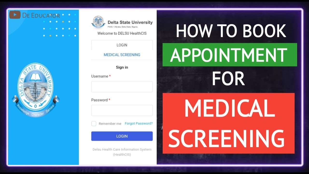 How to Validate Payment and Book Medical Screening Appointment in DELSU ...