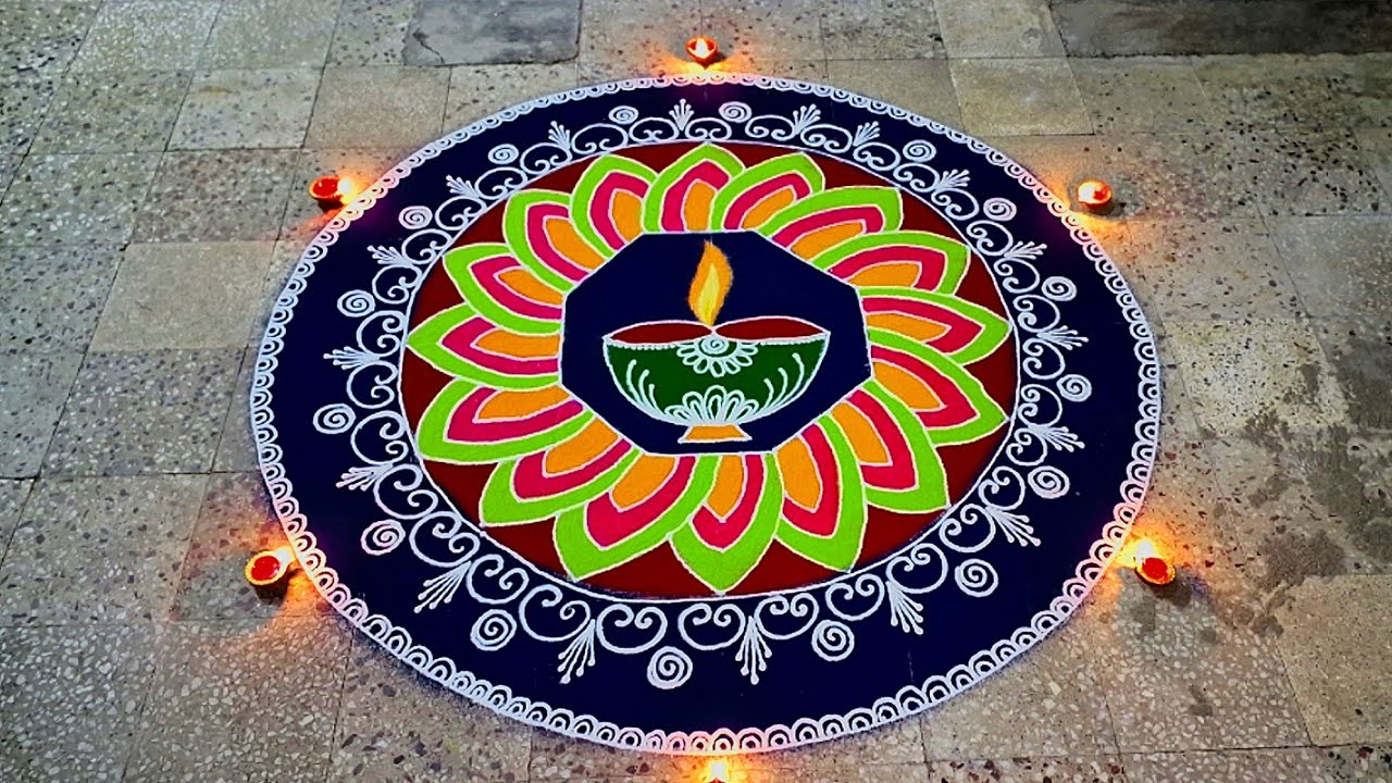 Creative Diwali Special Sanskar Bharti Diya Rangoli design by Prarthana ...
