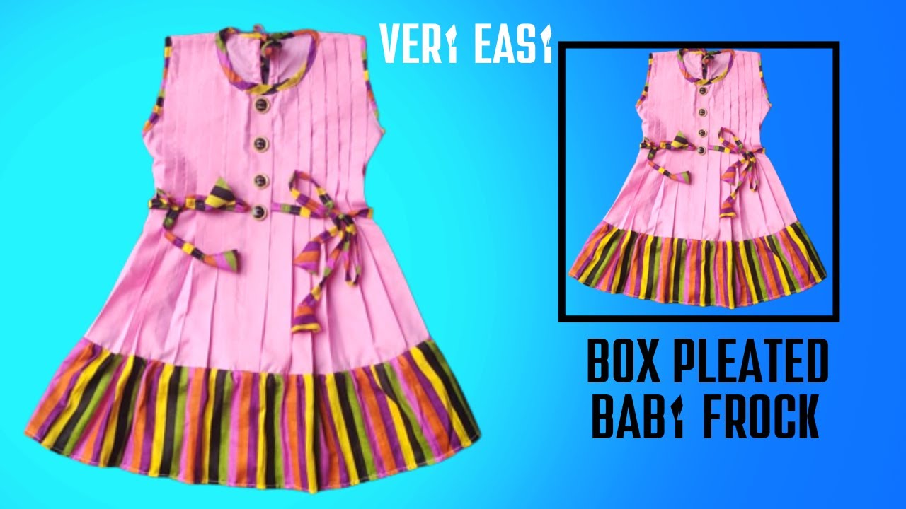 VERY EASY BOX PLEATED BABY FROCK CUTTING AND STITCHING|NEW DESIGNER BOX ...