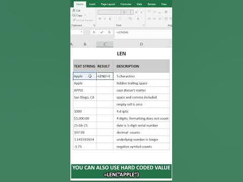Microsoft Excel LEN function explained - YouTube