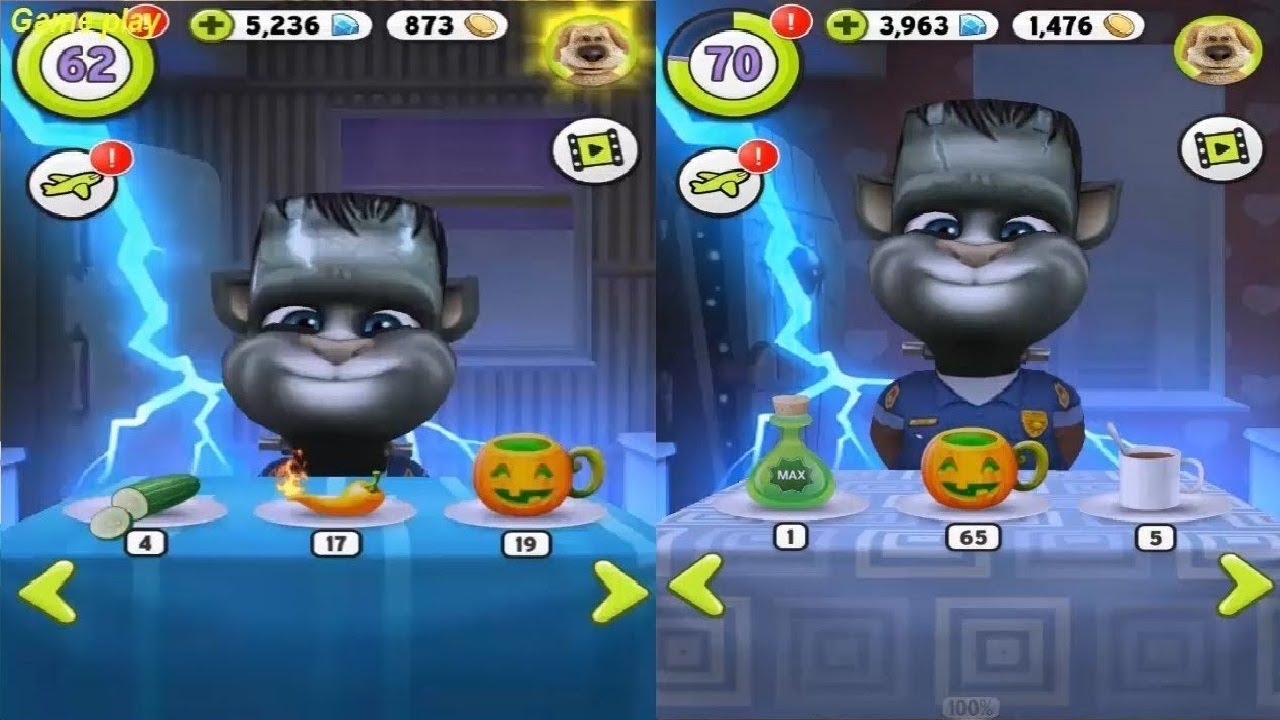 My Talking Tom Little VS large level 62 VS level 70 Gameplay - YouTube