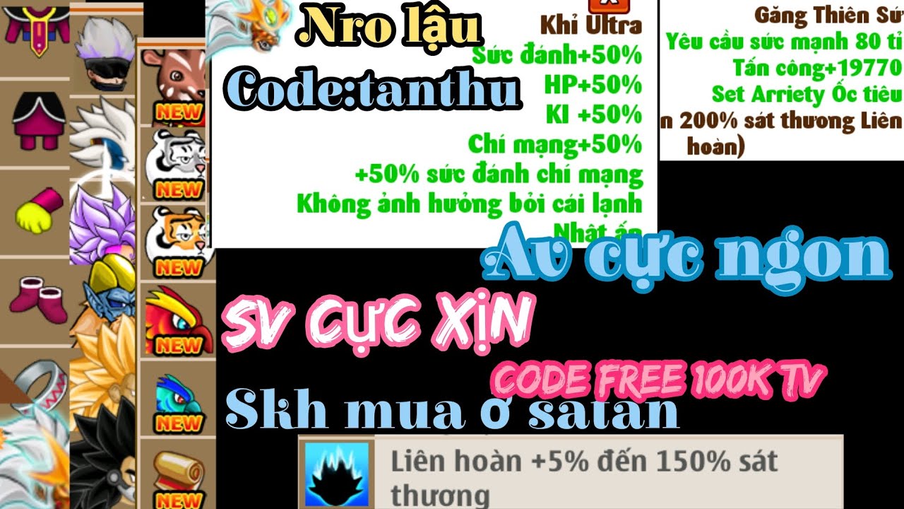 Nro lậu : Lên cho ae Sv cực ngon nè có code free 100% nha anh em . # ...