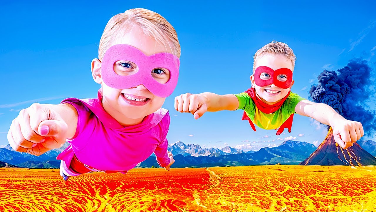 Ivy & Levi Play The Floor Is Lava Superhero!! - YouTube