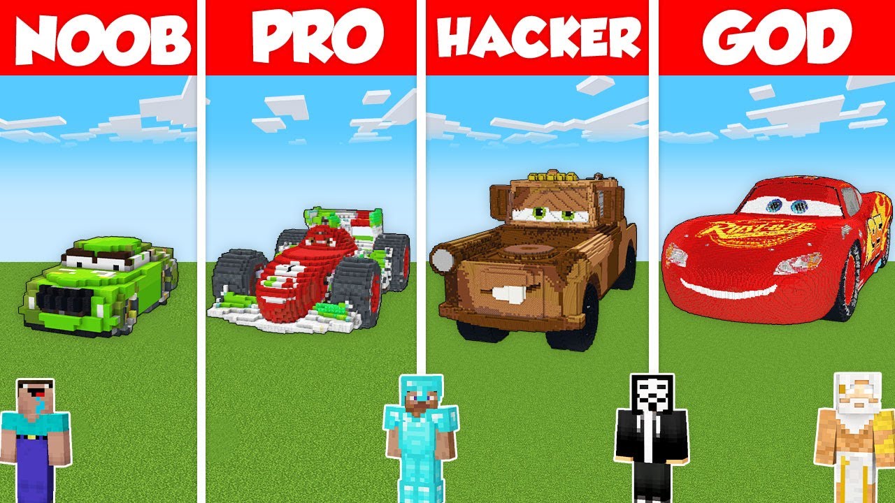 DISNEY CARS STATUE BASE BUILD CHALLENGE - Minecraft Battle: NOOB vs PRO ...