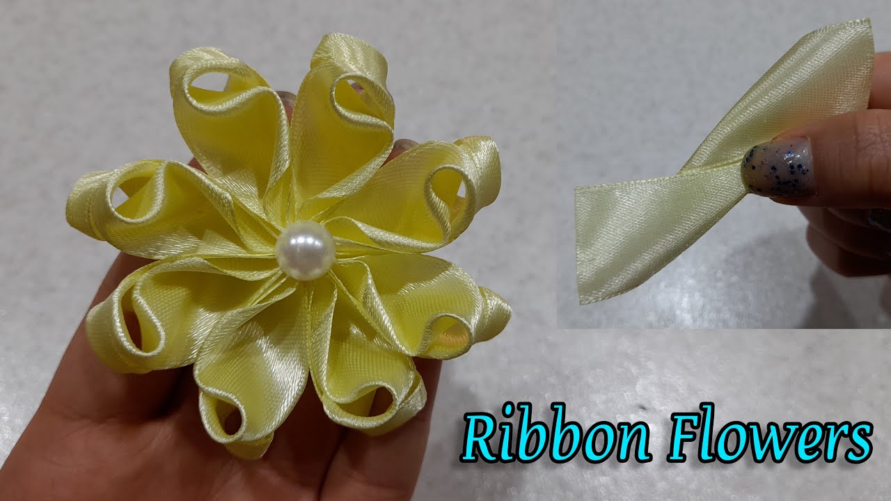 Ribbon flowers | the trick of making flowers with satin ribbon | ribbon ...