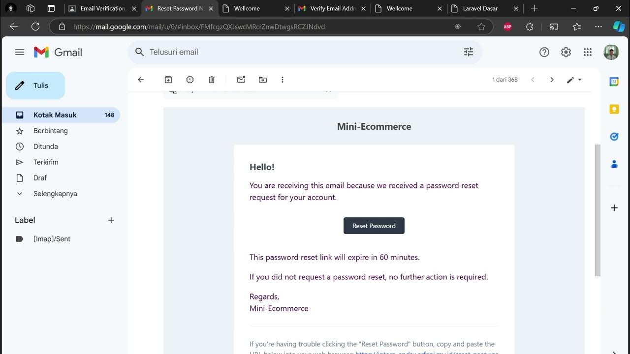Demo verification email, change email and forgot password in Mini Ecommerce - YouTube