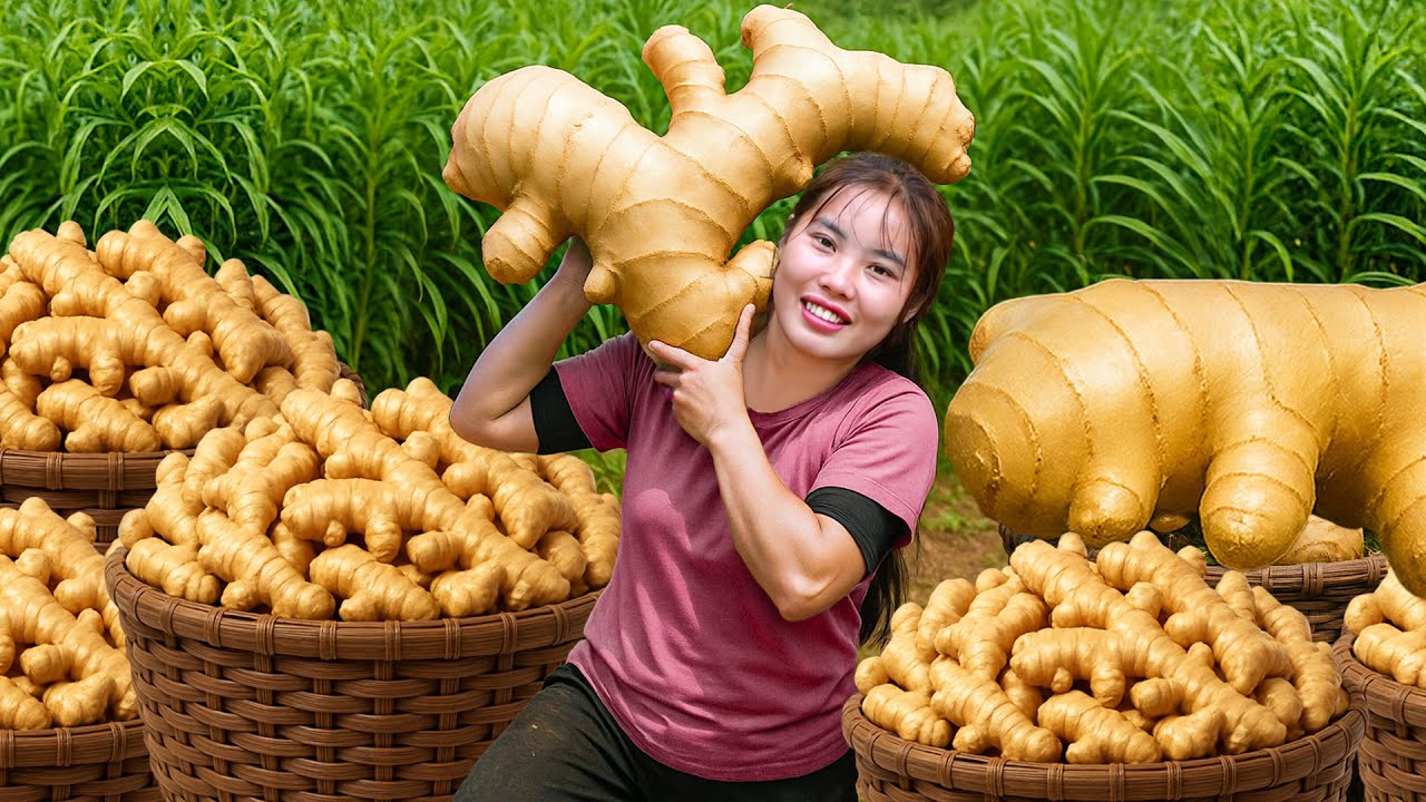 Harvesting Giant Ginger with My Kids | Selling at the Market and ...