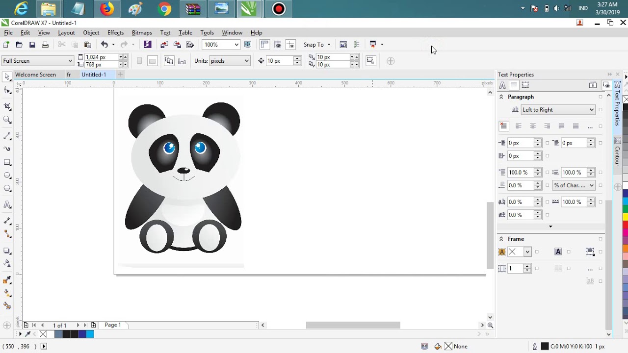 Tutorial gambar panda menggunakan coreldraw - YouTube