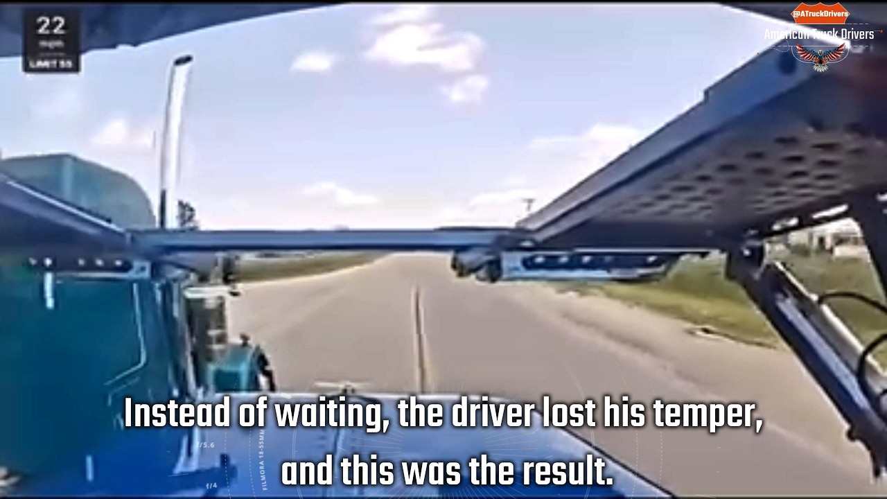 Black pickup swerves car spins into semi | Reckless car pinned under ...