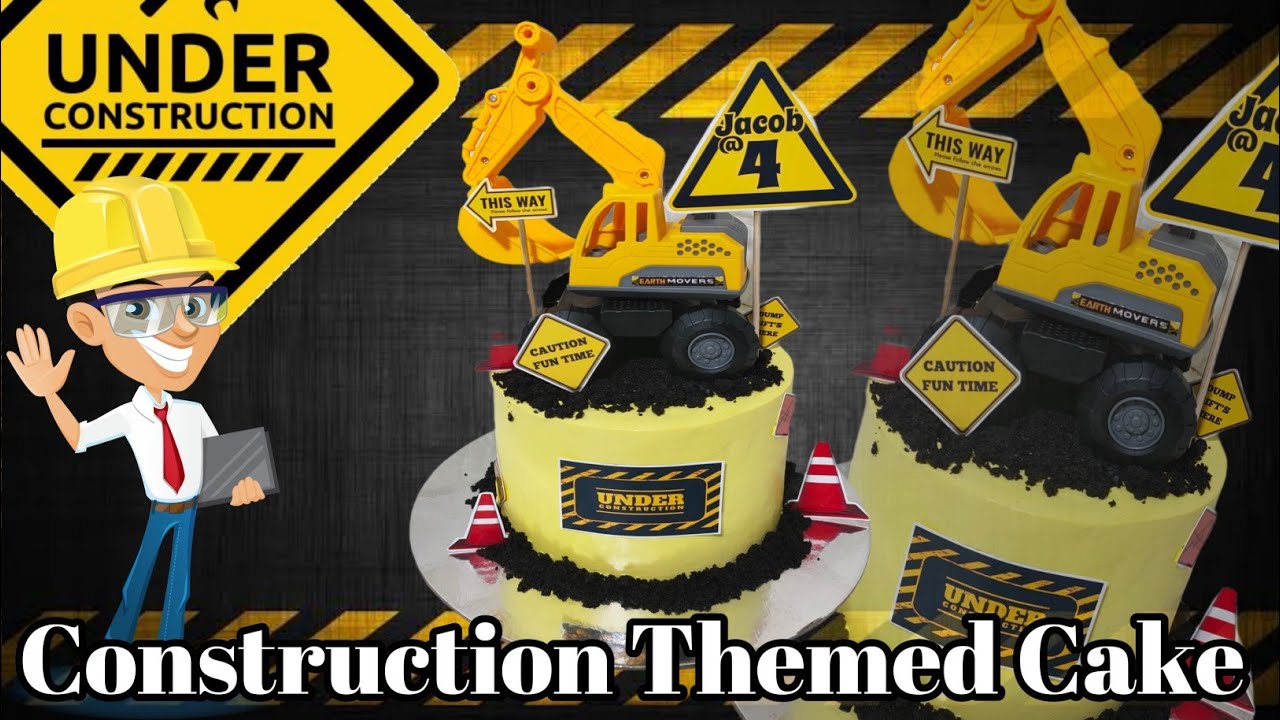 How to Make Construction Themed Cake - YouTube