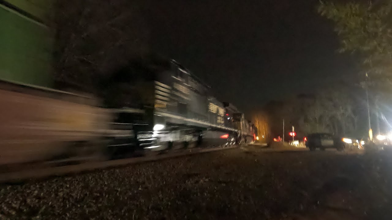 NS 28J in Jodeco road and broken railroad crossing bell - YouTube