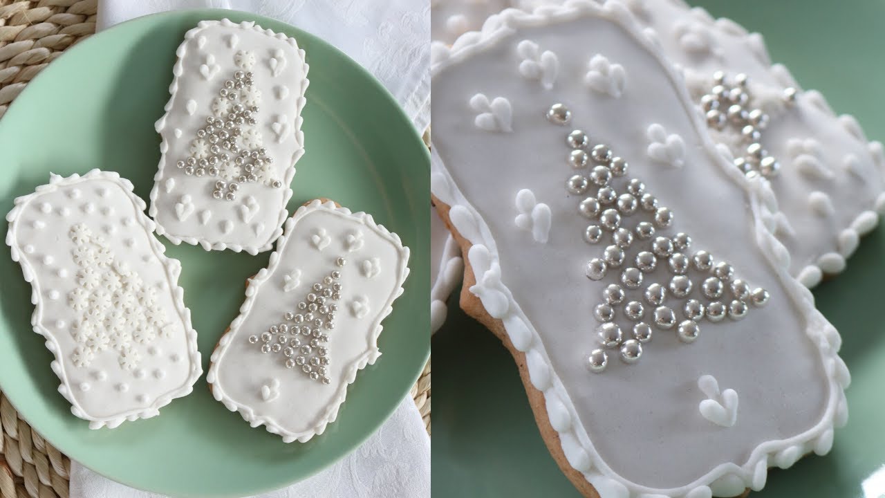 Christmas Cooke Decorating With Edible Pearls | Christmas Tree Cookie ...