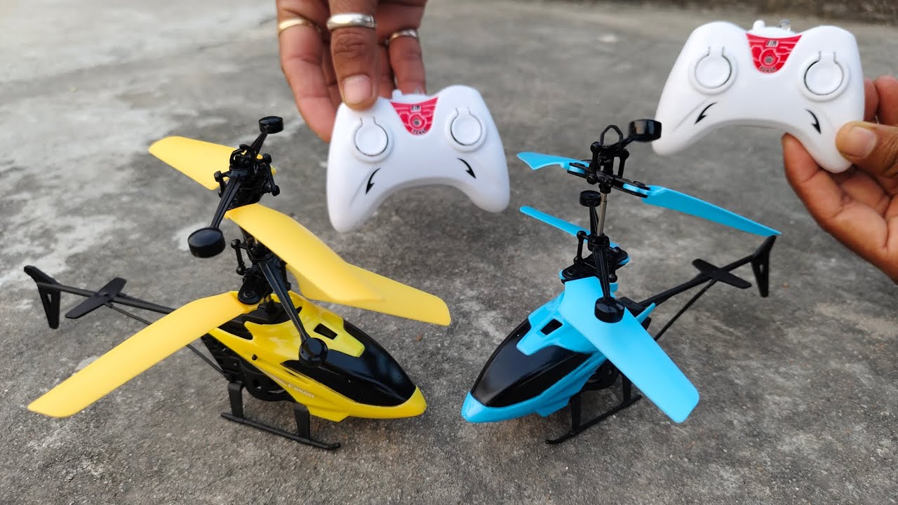 blue helicopter vs yellow helicopter remote control unboxing flying ...