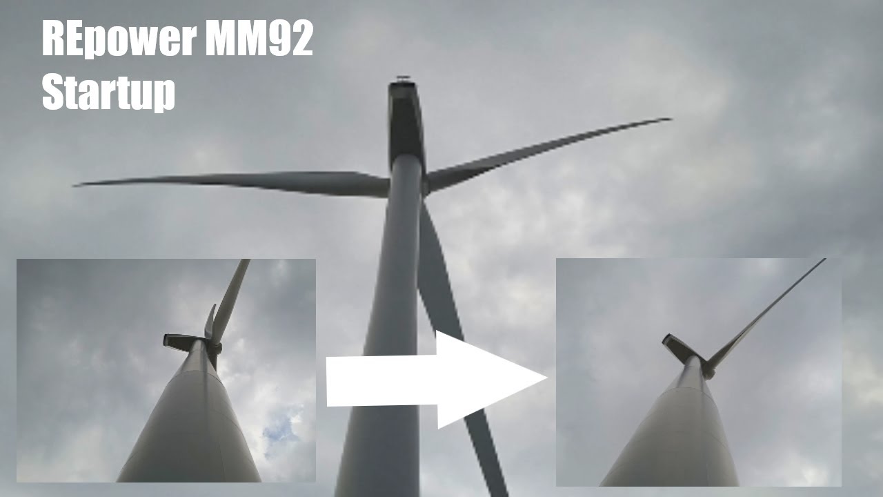 Wind turbine REpower MM92 Startup - YouTube