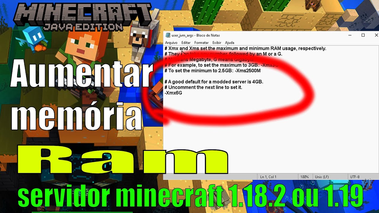 Como aumentar memória ram do servidor minecraft 1.18.2 ou 1.19+ - YouTube