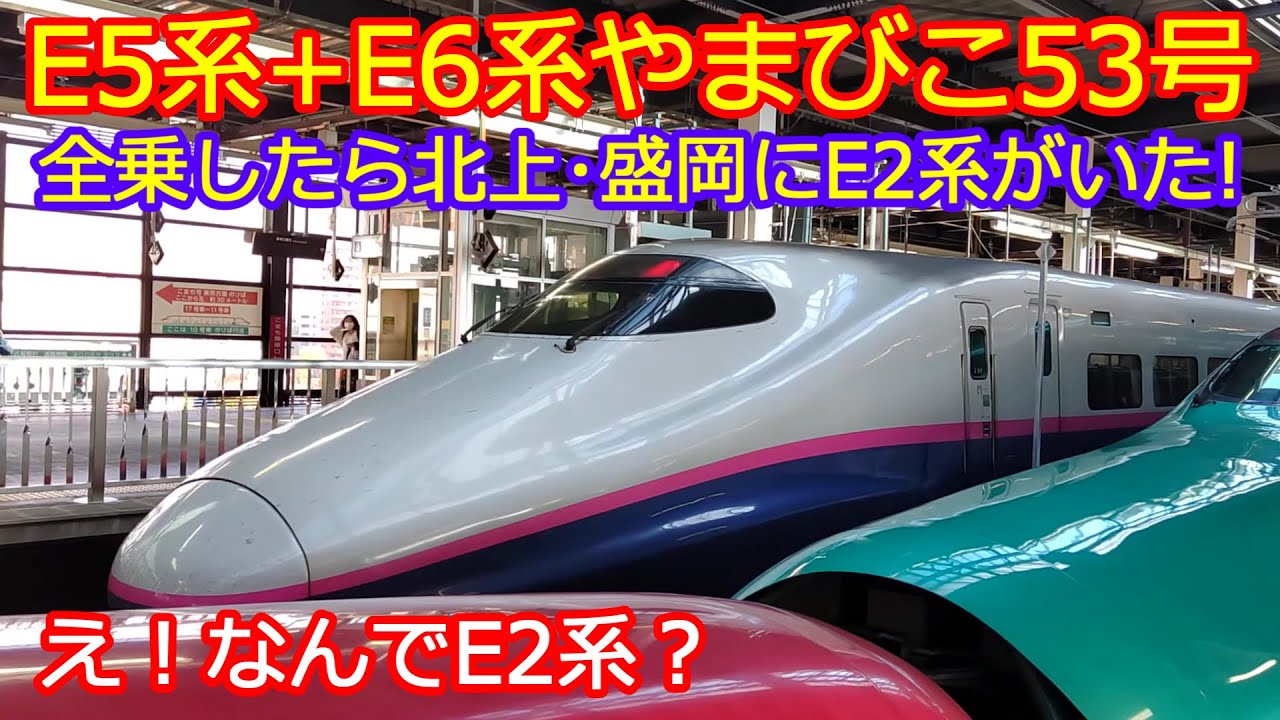 【やまびこ53号E5系+E6系】盛岡行唯一17両編成 E2系が盛岡駅･北上駅にいたぞ！ - YouTube