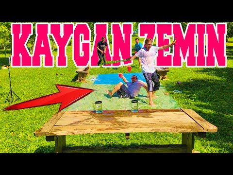 KAYGAN ZEMİNDE BARDAK TAŞIMA YARIŞMASI!! (Güvenlik Parktan Atıyordu )