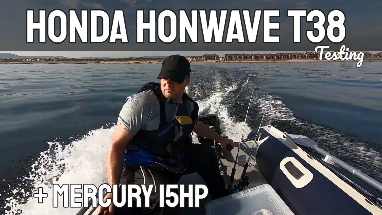 Honda Honwave T38 Inflatable Boat & Mercury 15hp Outboard Motor - YouTube
