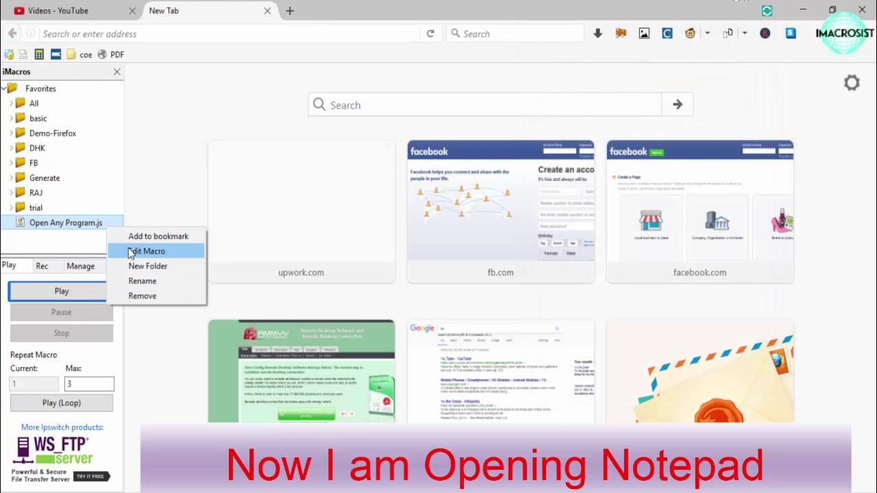 How to open any program using imacros | Imacros javascript for opening any program - YouTube