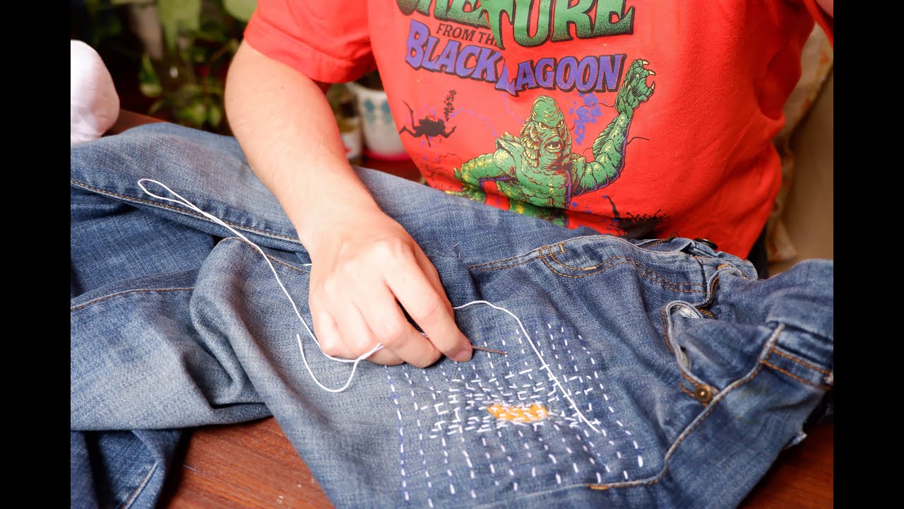 Remiendo visible ·Vlog· emparchando mis pantalones - YouTube