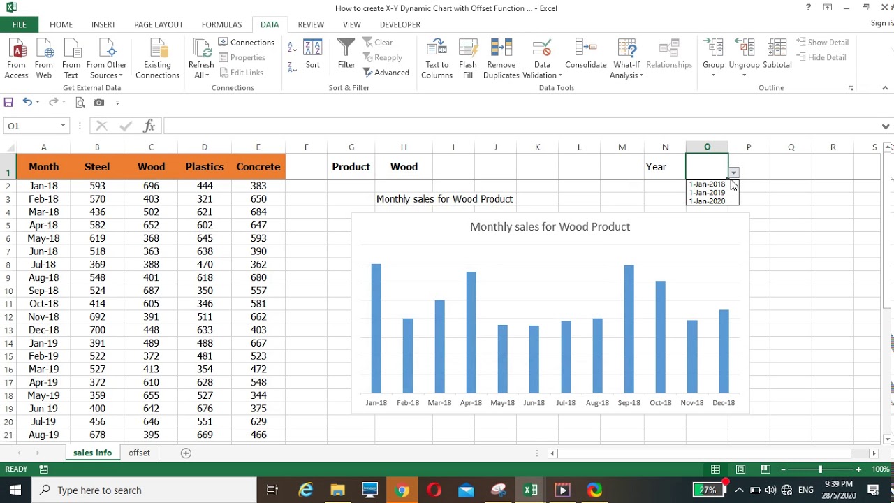 How to create X-Y Dynamic Chart with OFFSET Function - YouTube