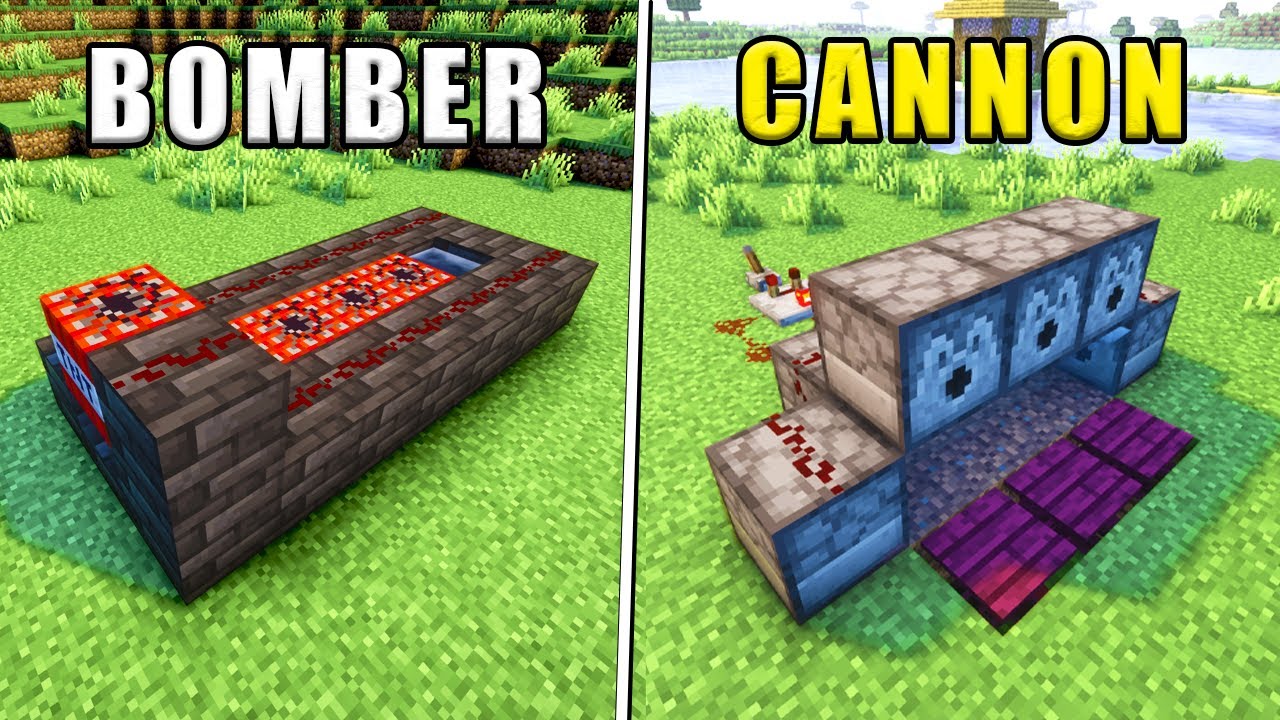 5 Easy Tnt Cannons In Minecraft Minecraft Cannon Tutorial Easy Youtube