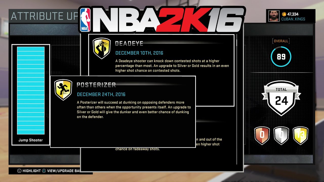 NBA 2K16 - My 5'08" Point Guard Bagdes Update (DEADEYE & POSTERIZER ...