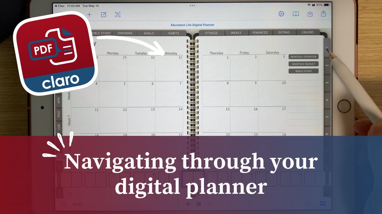 How to navigate through a digital planner in the Claro PDF Pro app | Digital Planning Tutorial ...