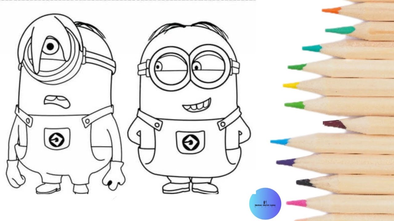 Easy drawing of minion, cartoon character minion - YouTube