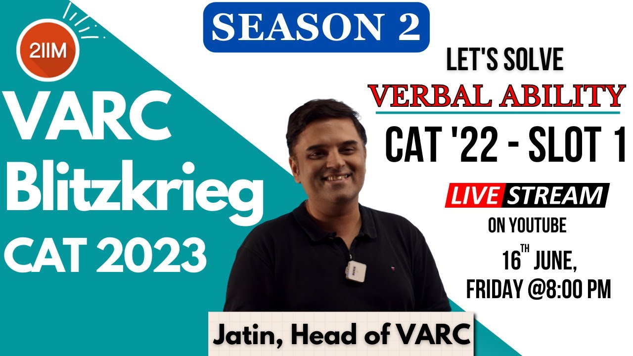 2IIM VARC Blitzkrieg | Season 2 | Verbal Ability Qs from 2022 Slot 1 ...
