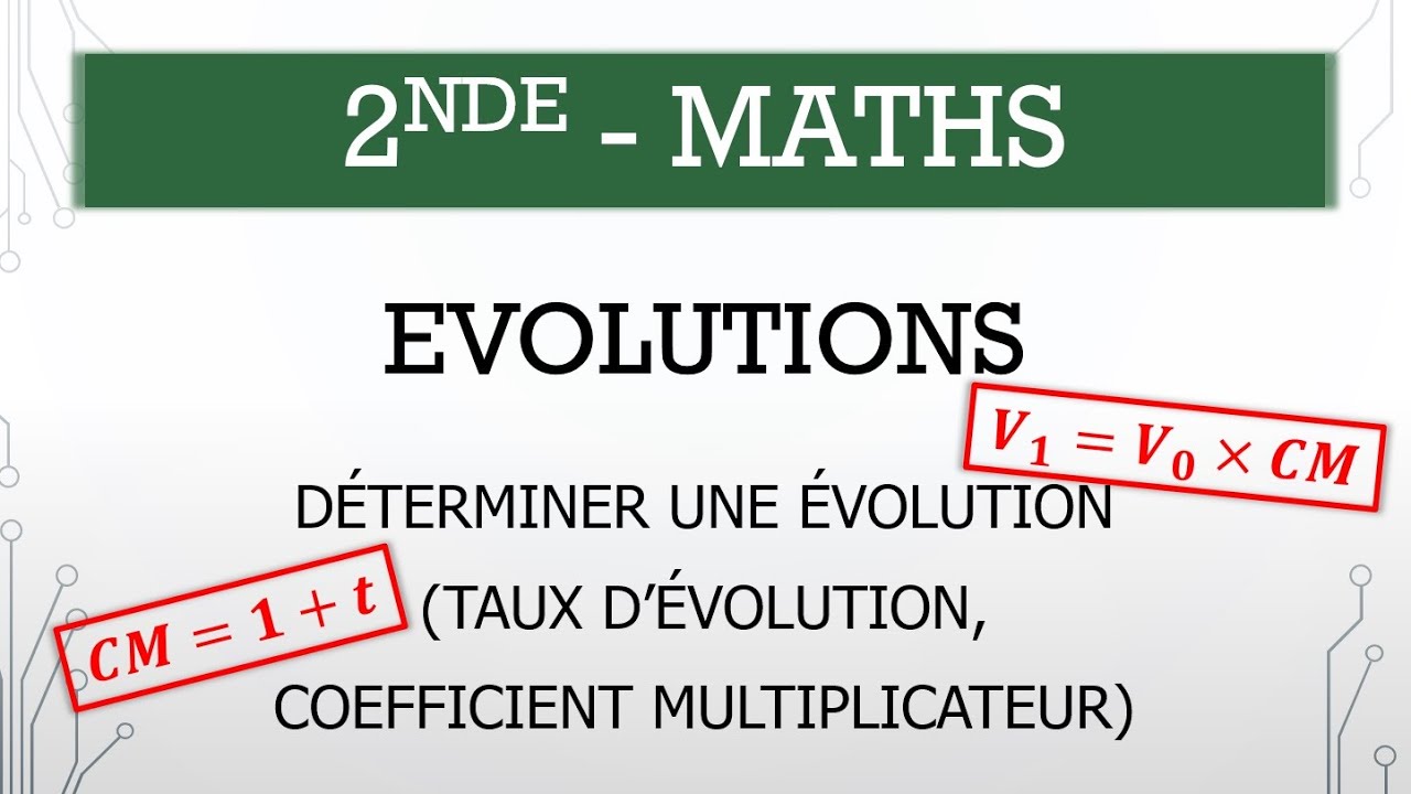 Seconde - Maths - M.6.2 - Déterminer une évolution : Taux d'évolution, Coefficient ...