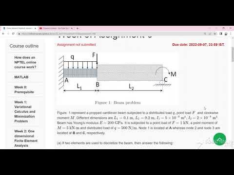 💥WEEK 6💥FINITE ELEMENT METHOD: VARIATIONAL METHODS TO COMPUTER PROGRAMMING ASSIGNMENT SOLUTION💥💥 ...
