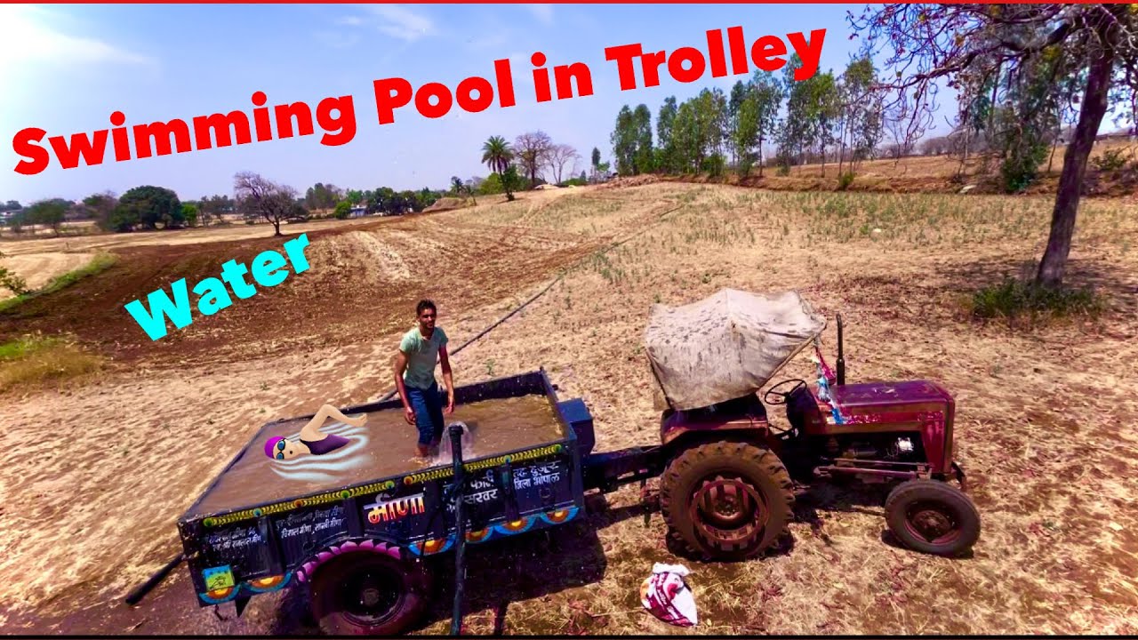 Swimming Pool in Trolley // Full Fun With Tractor Massey Ferguson 245 ...
