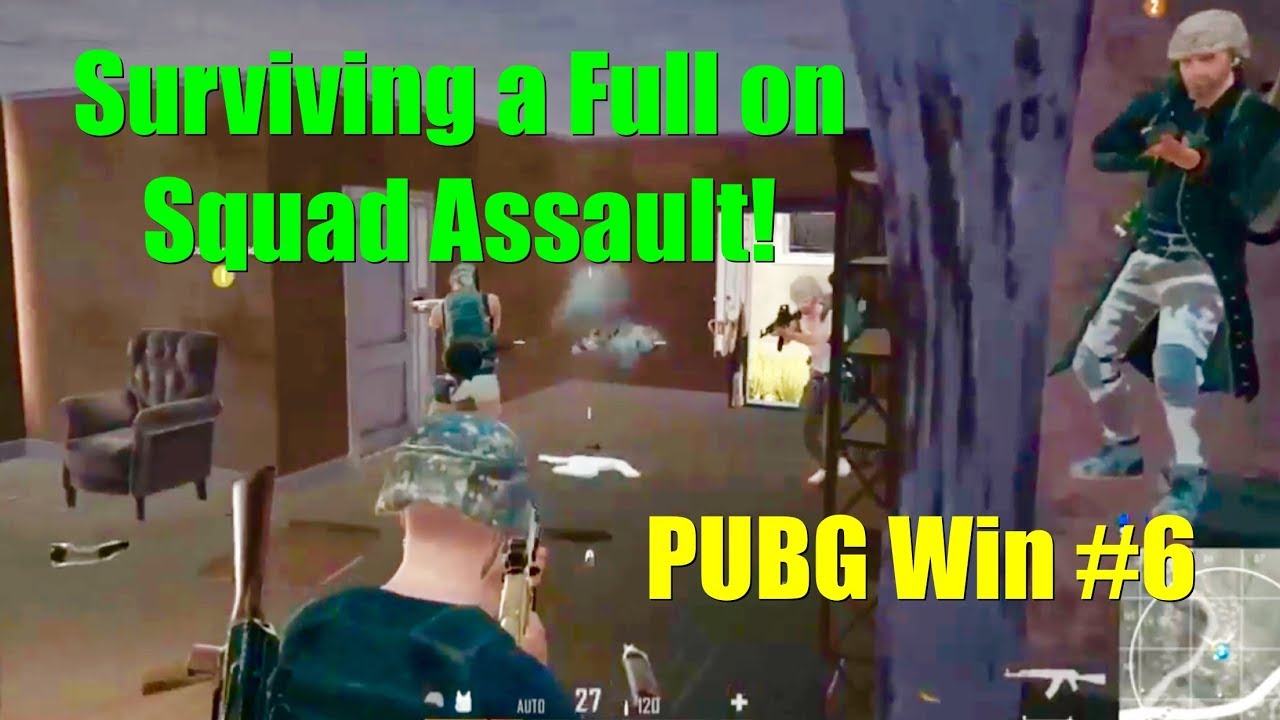 Surviving a Full on Squad Assault for the Win in PUBG! Win #6 - YouTube