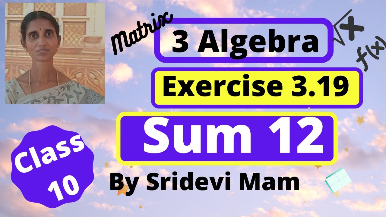 TN class 10 ch 3 ex 3.19 sum 12 ( matrix)Algebra by Sridevi mam ,10th ...