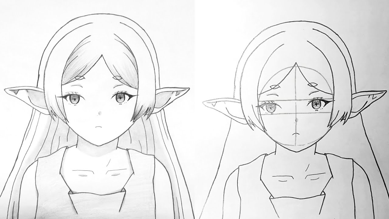 how to draw ferieren | tutorial step by step | anime sketch - YouTube