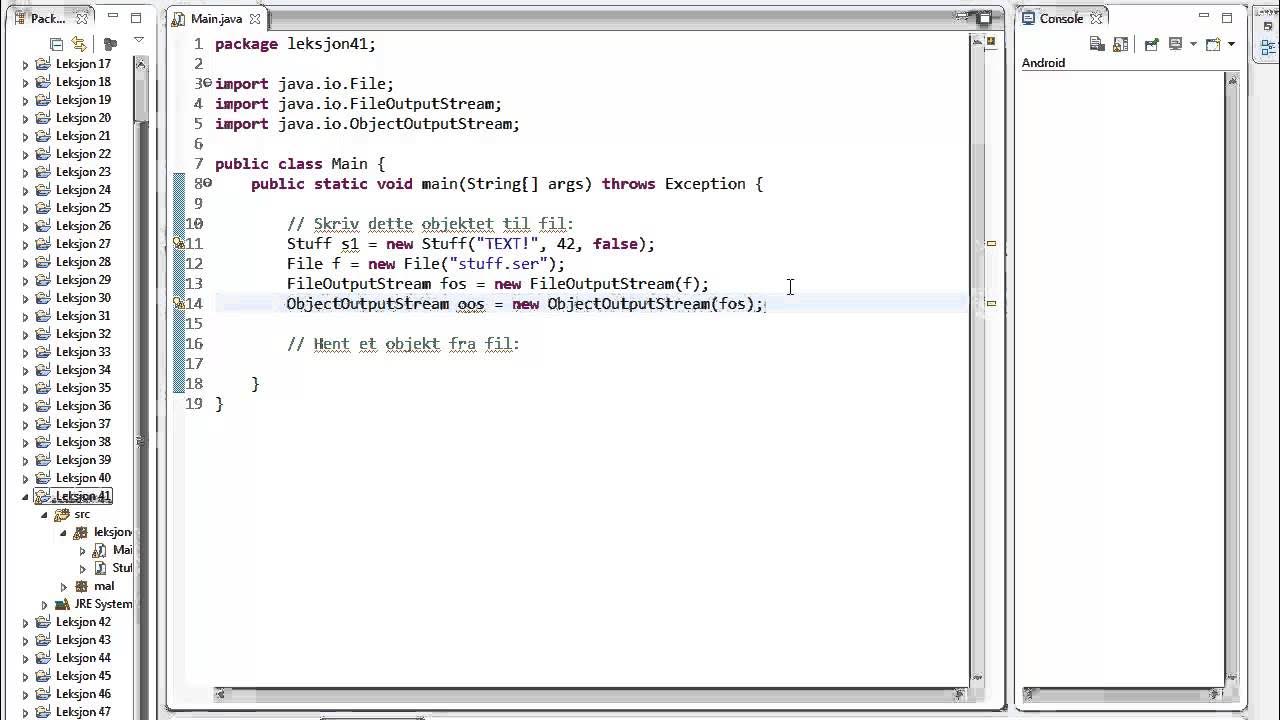 Java-programmering 41 - Lesing og skriving til fil - Serialisering ...
