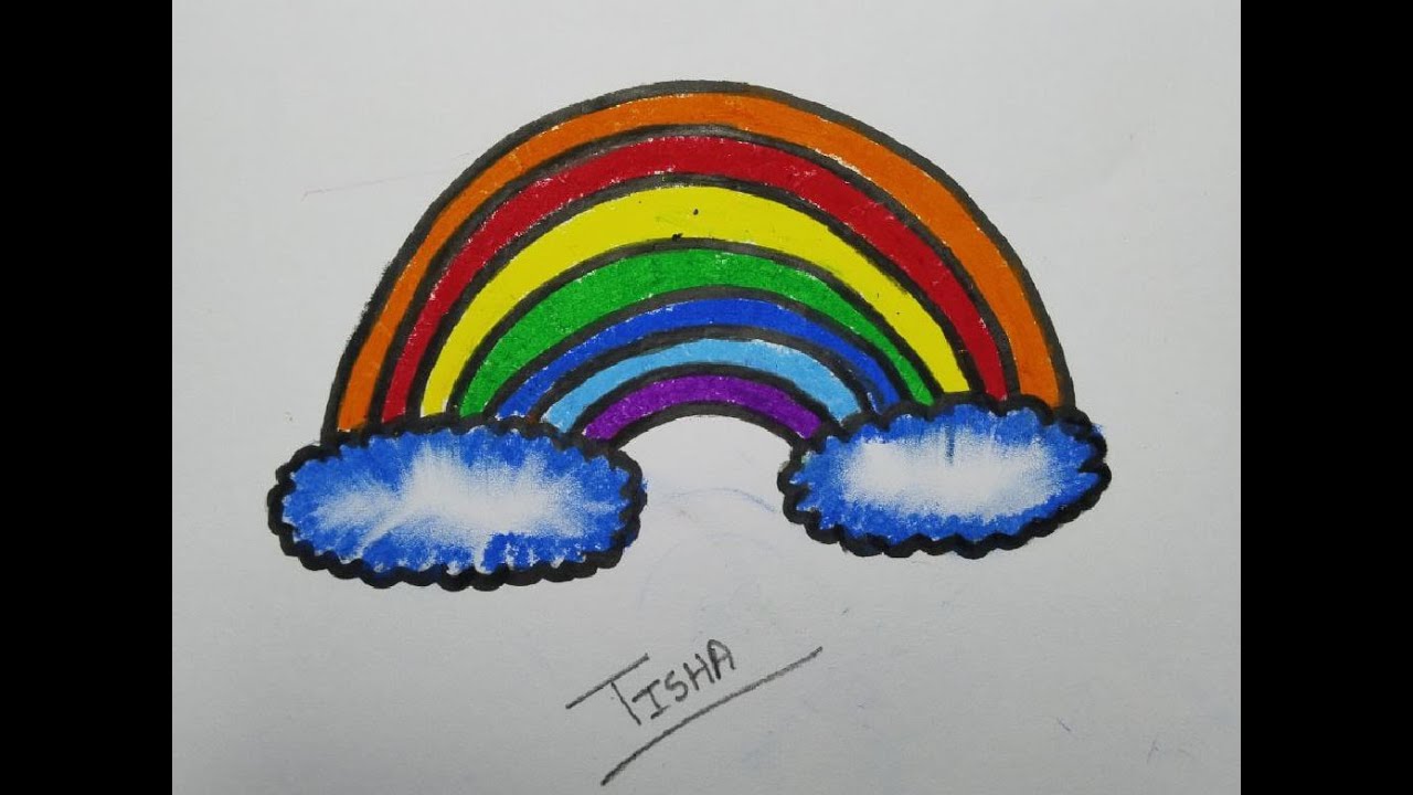 How to Draw a Rainbow and Clouds with Raindrops Easy Step by Step ...