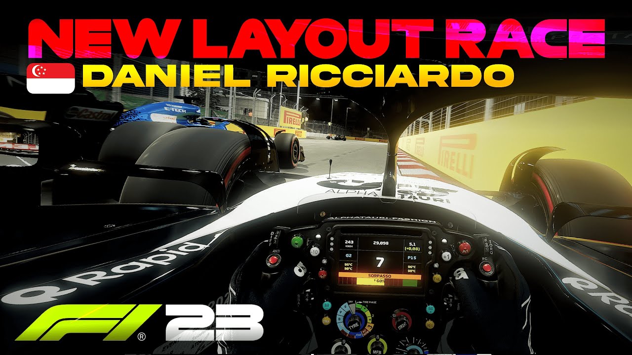 F1 23 NEW Singapore Layout Race! | Daniel Ricciardo from Cockpit Camera ...