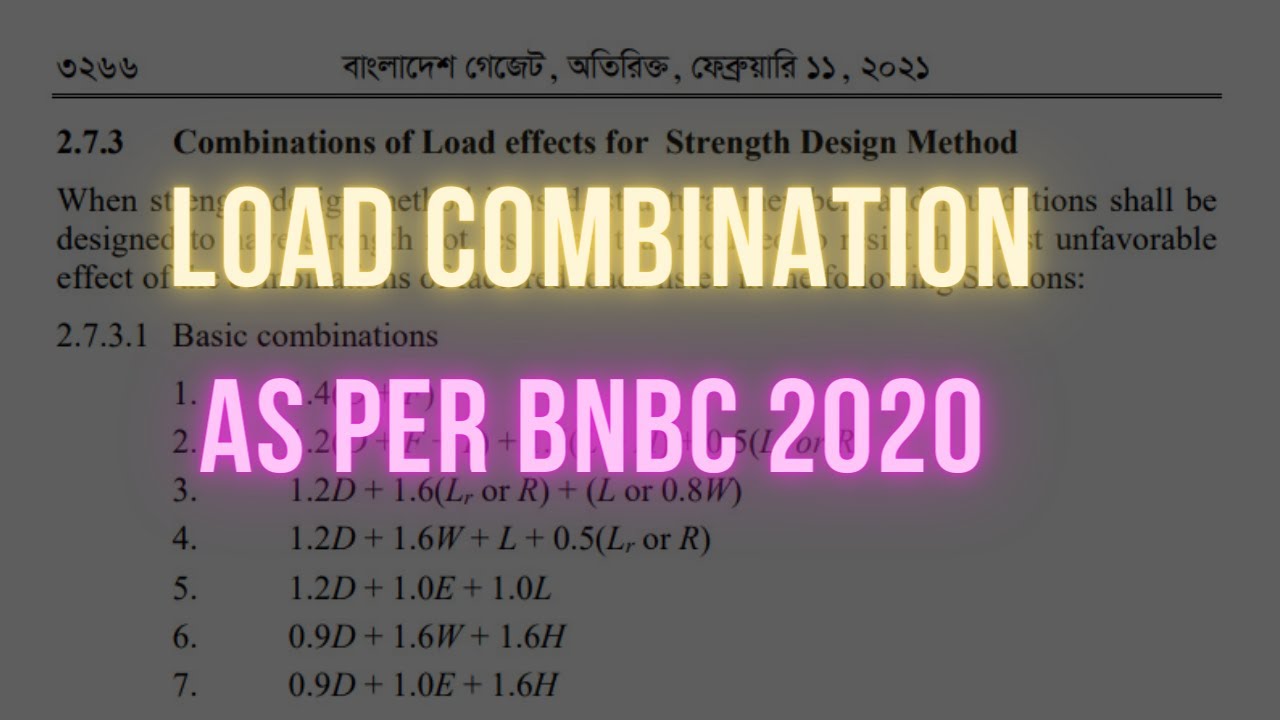 Load Combination as Per BNBC 2020 || Load Combination for Zone 1 , 2, 3 ...