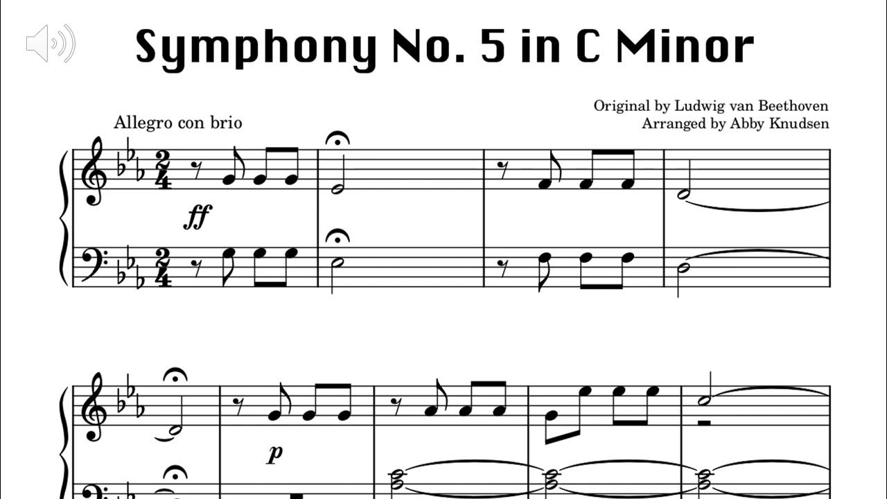 SIMPLIFIED Symphony No. 5 in C Minor | Beethoven Easy Piano Sheet Music ...